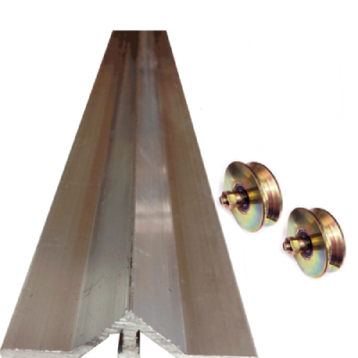 4" Steel Double Bearing Wheel & Gate V Track Aluminum 12ft in 2- 6ft ...