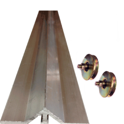 3' Steel V Groove Wheel & Gate V Track Aluminum 20ft in 4 - 5ft Sections